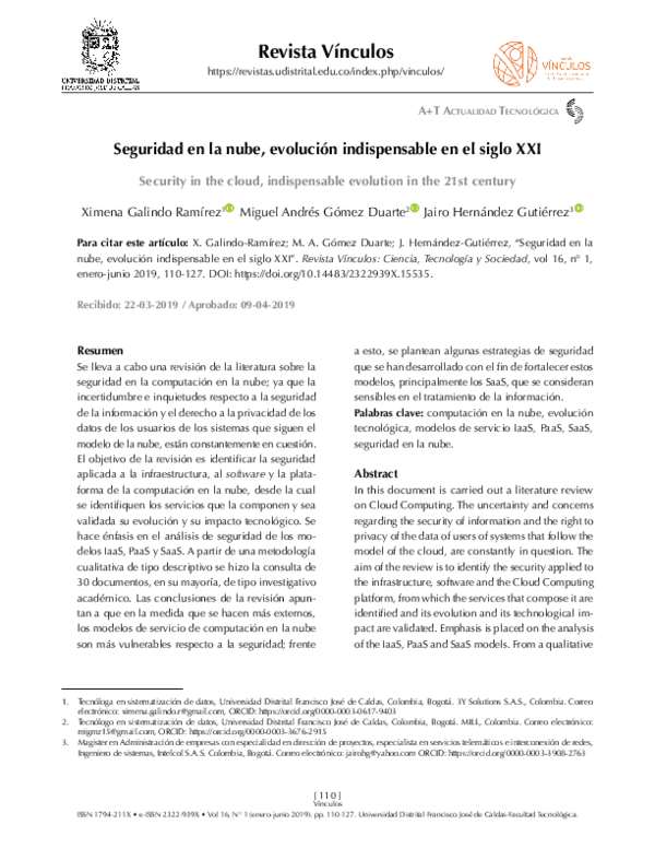 (PDF) Seguridad en la nube, evolución indispensable en el siglo XXI