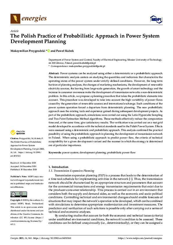(PDF) The Polish Practice of Probabilistic Approach in Power System Development Planning