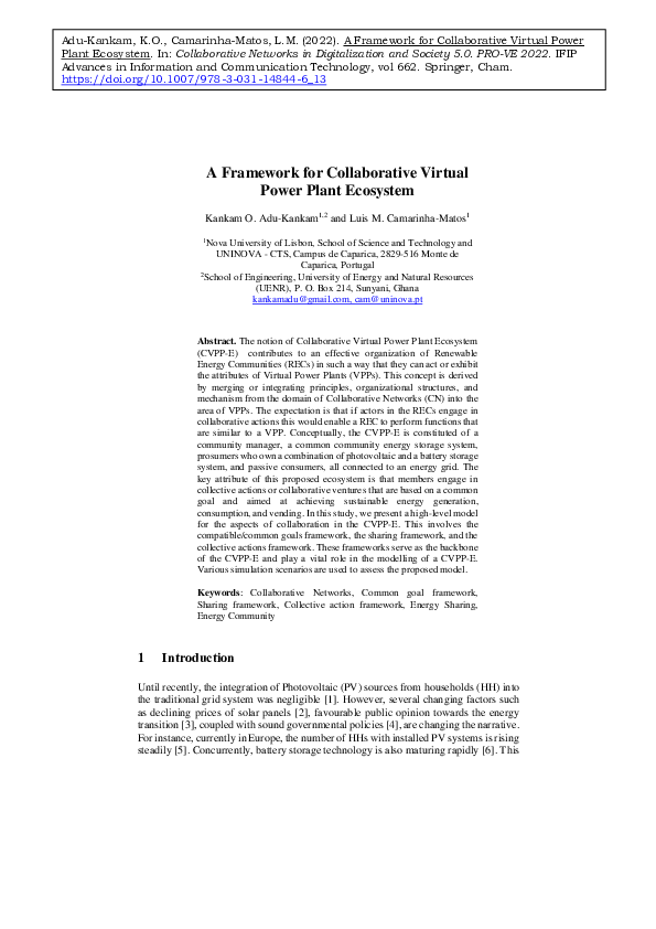 (PDF) A Framework for Collaborative Virtual Power Plant Ecosystem