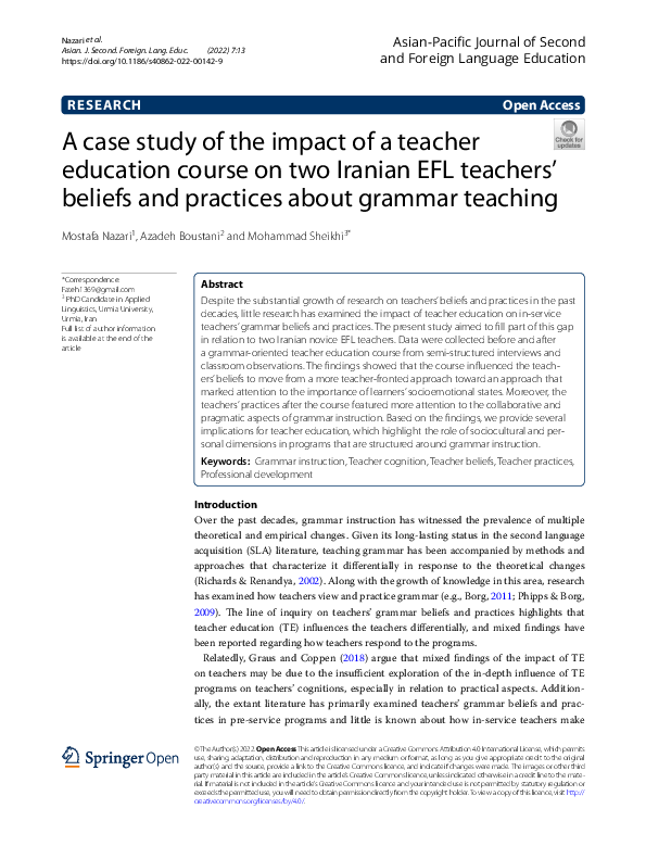 Pdf A Case Study Of The Impact Of A Teacher Education Course On Two