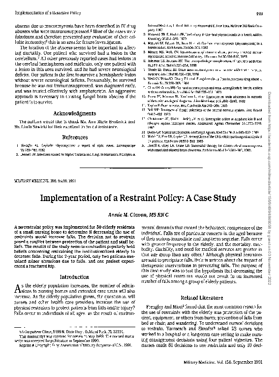 (PDF) Restraint Policy and Mucormycosis in IV Drug Users