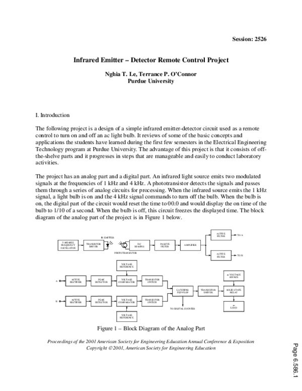 (PDF) Infrared Emitter – Detector Remote Control Project