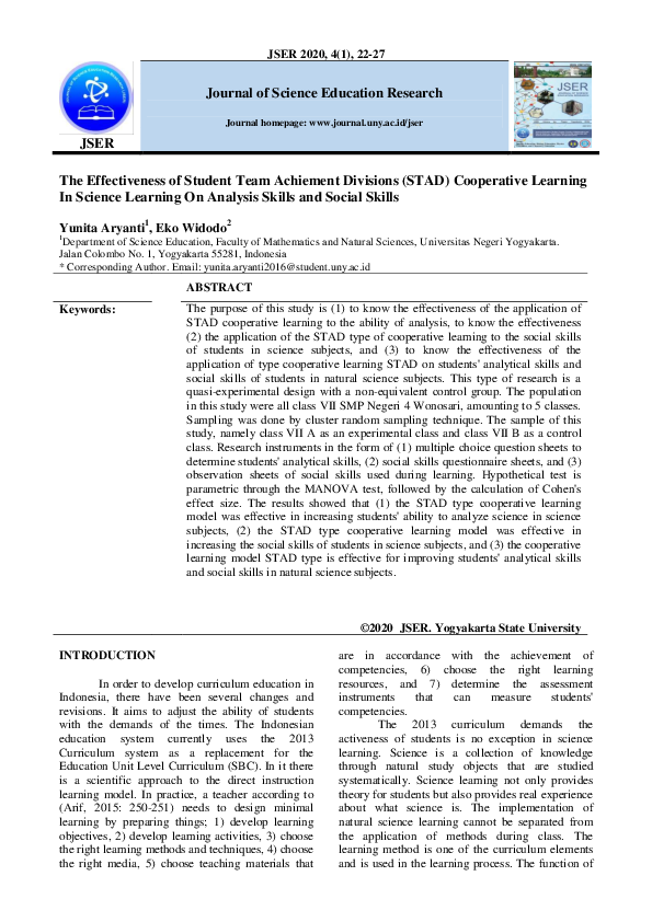 (PDF) The Effectiveness of Student Team Achiement Divisions (STAD ...