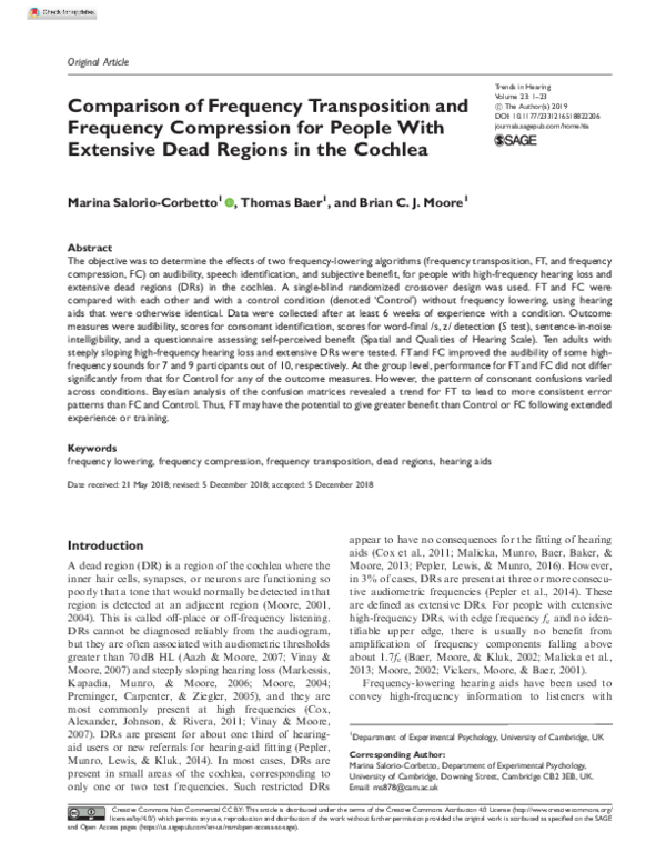 (PDF) Comparison of Frequency Transposition and Frequency Compression ...