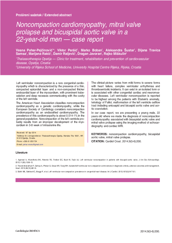 (PDF) Noncompaction cardiomyopathy, mitral valve prolapse and ...