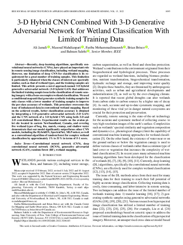 (PDF) 3-D Hybrid CNN Combined With 3-D Generative Adversarial Network for Wetland Classification ...