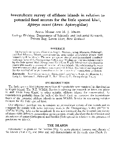 (PDF) Invertebrate survey of offshore islands in relation to potential ...