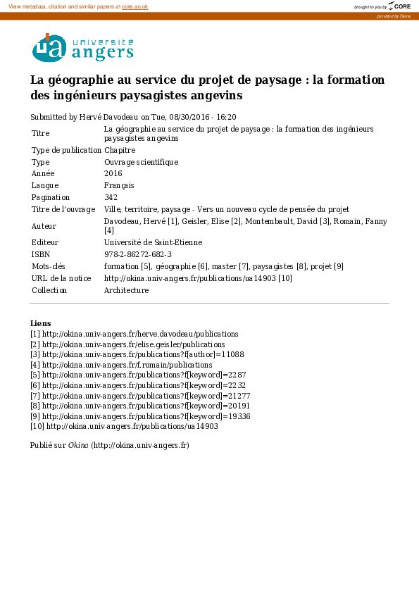 (PDF) La géographie au service du projet de paysage : la formation des ...