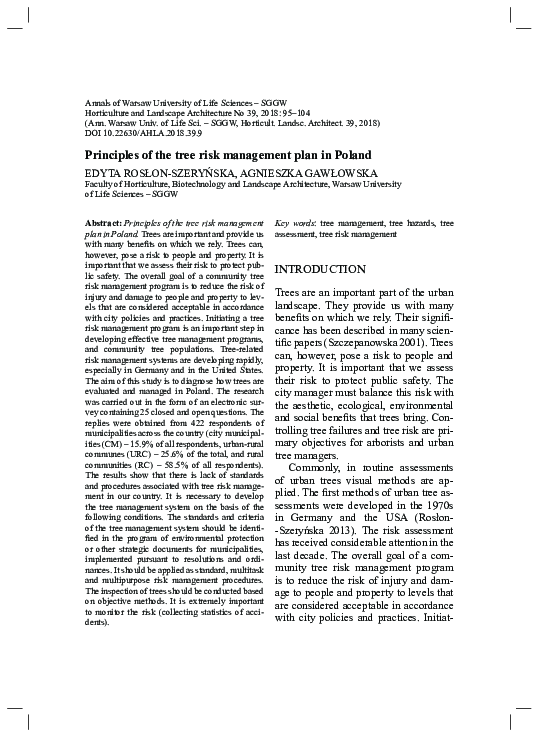 (PDF) Principles of the tree risk management plan in Poland | Agnieszka ...