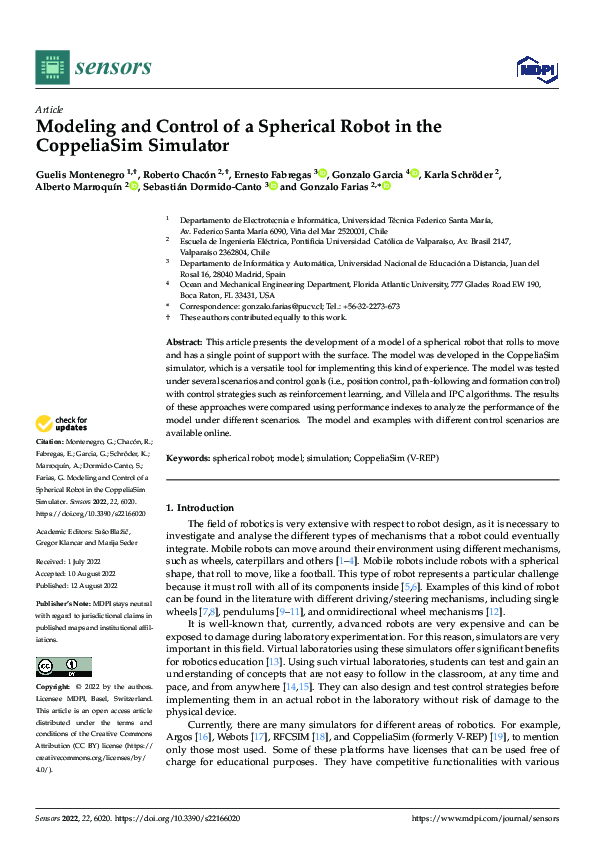 (PDF) Modeling and Control of a Spherical Robot in the CoppeliaSim ...