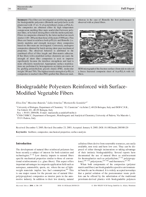(PDF) Biodegradable Polyesters Reinforced with Surface-Modified ...