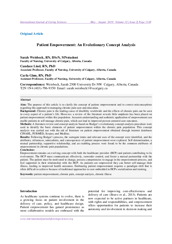 (PDF) Patient Empowerment : An Evolutionary Concept Analysis