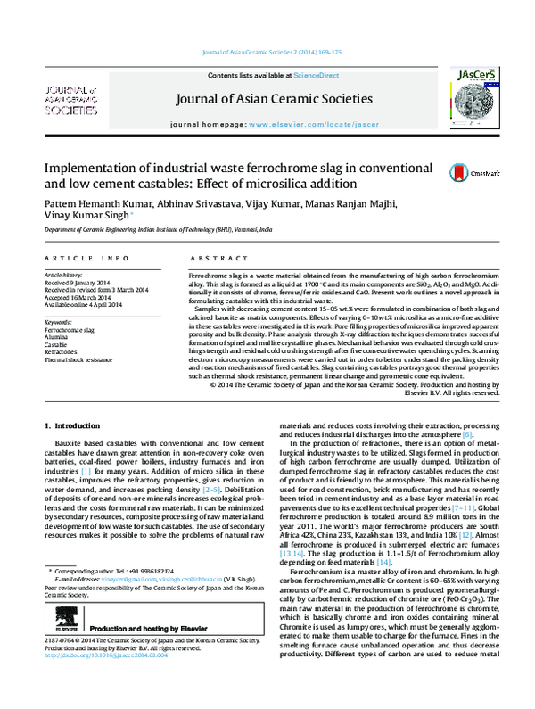 (PDF) Implementation of industrial waste ferrochrome slag in ...
