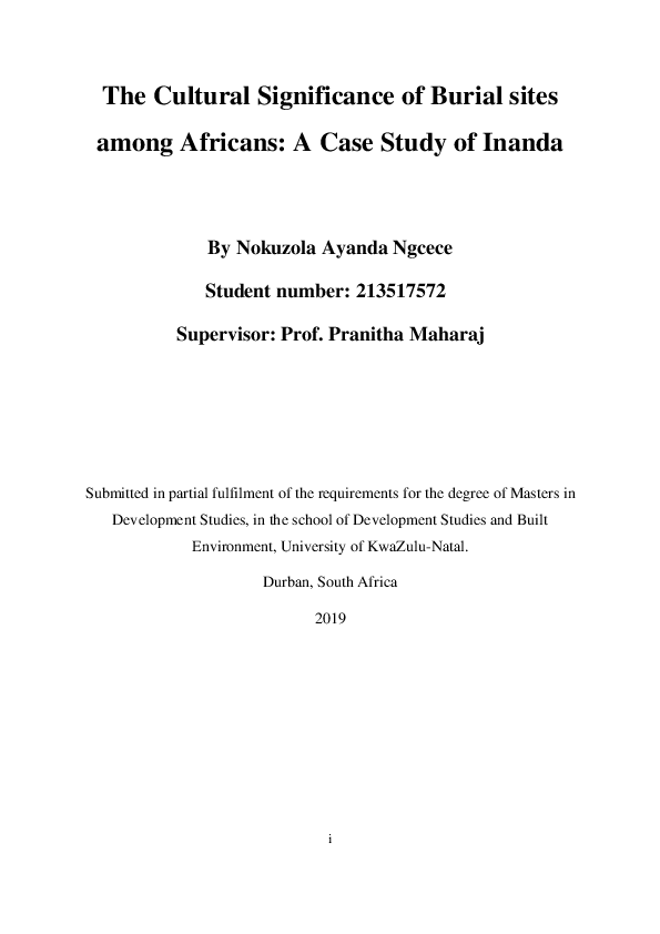 (PDF) The Cultural Significance of Burial sites among Africans: A Case ...