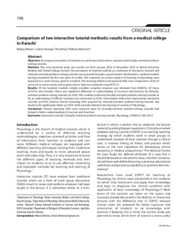 (PDF) Comparison of two interactive tutorial methods: results from a ...