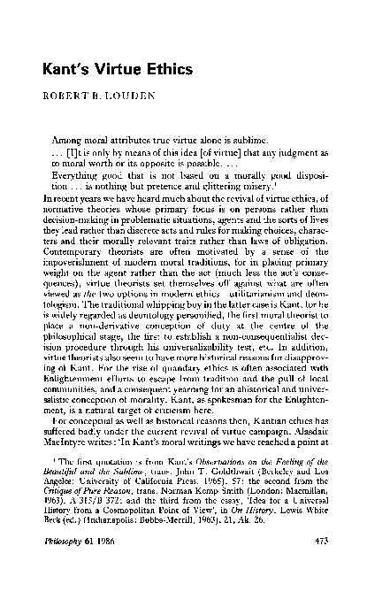 (PDF) Kant's Virtue Ethics