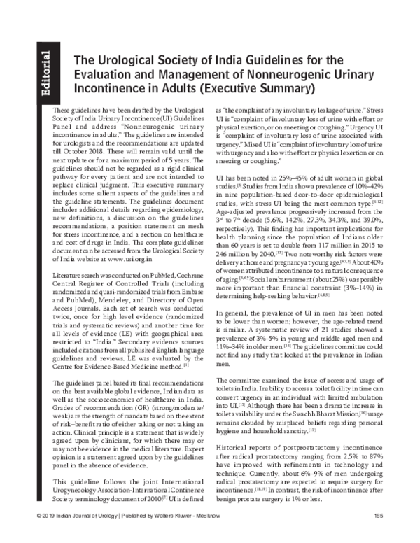 (PDF) The Urological Society of India Guidelines for the Evaluation and ...