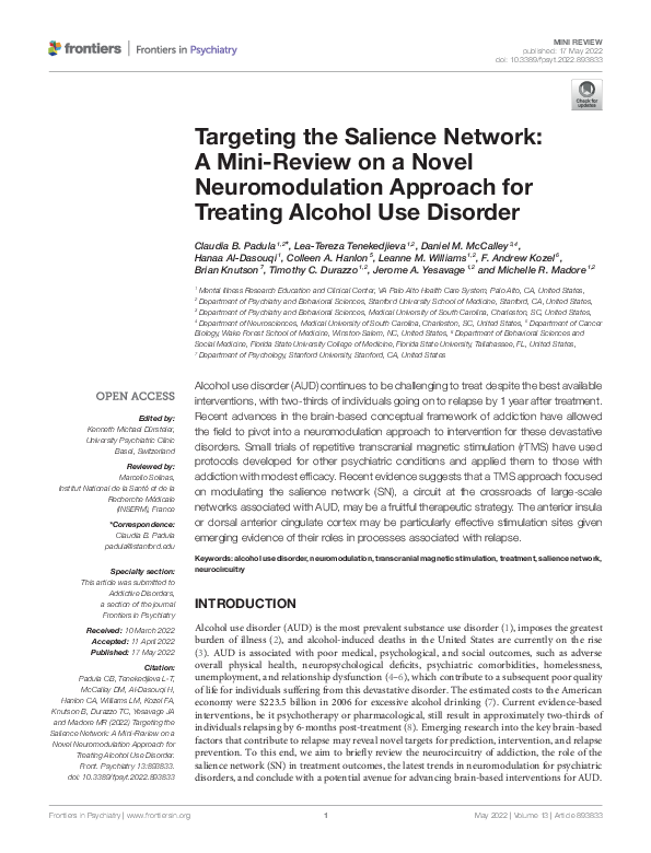 (PDF) Targeting the Salience Network: A Mini-Review on a Novel ...