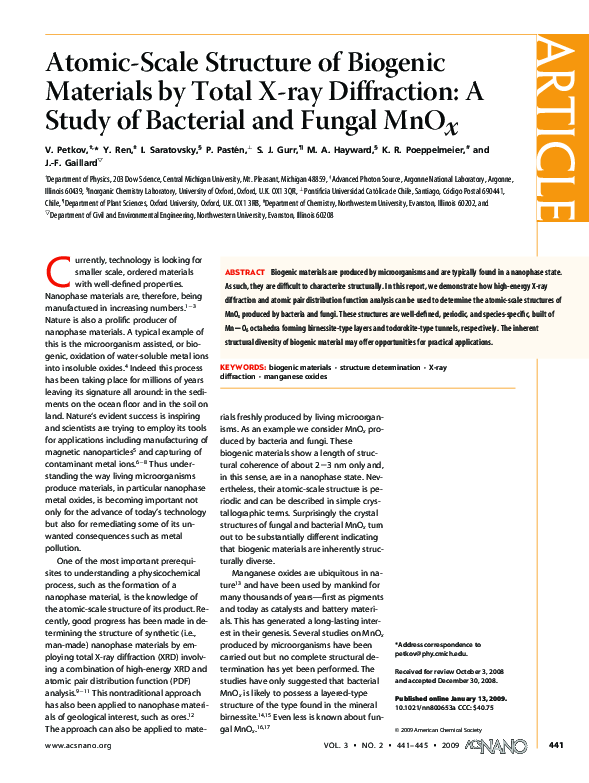 (PDF) Atomic-Scale Structure of Biogenic Materials by Total X-ray ...