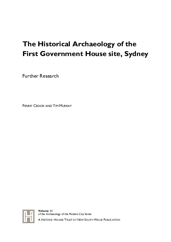 (PDF) The Historical Archaeology of the First Government House site ...