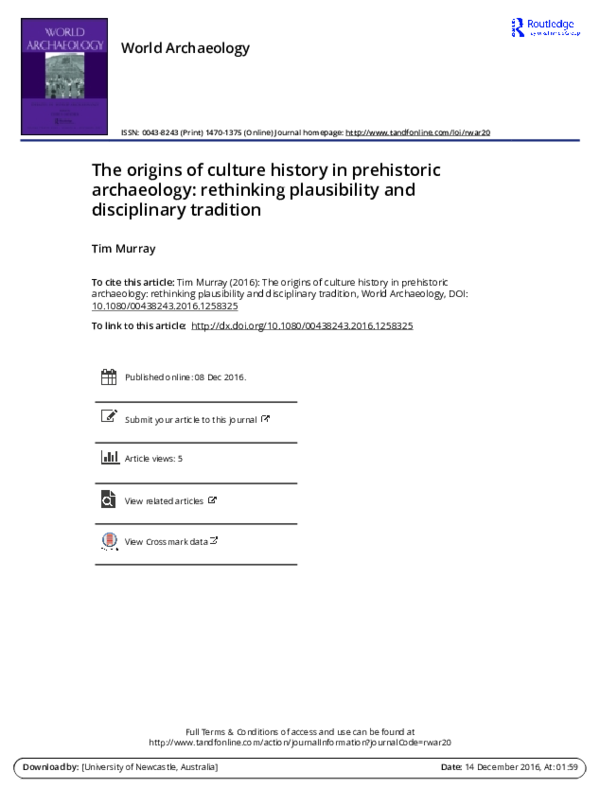 (PDF) The origins of culture history in prehistoric archaeology ...