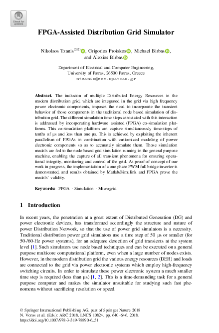 (PDF) FPGA-Assisted Distribution Grid Simulator
