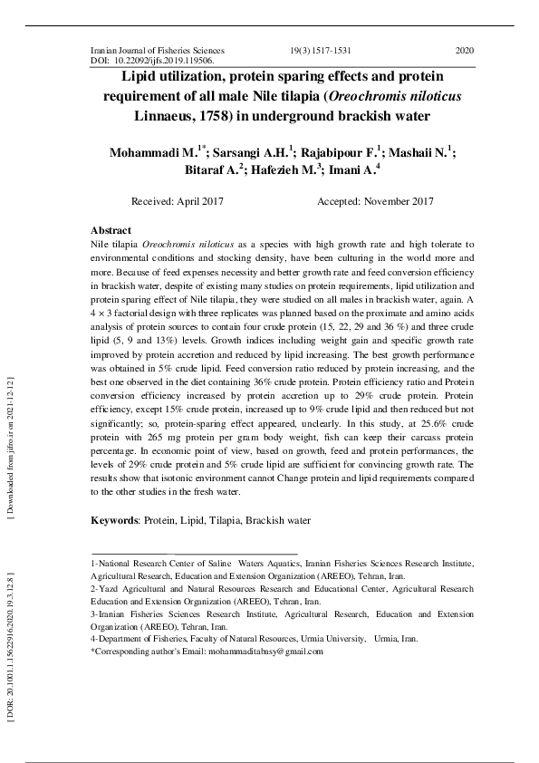 (PDF) Lipid utilization, protein sparing effects and protein ...