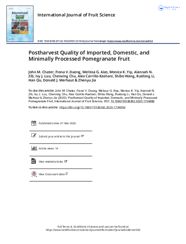 (PDF) Postharvest Quality of Imported, Domestic, and Minimally ...