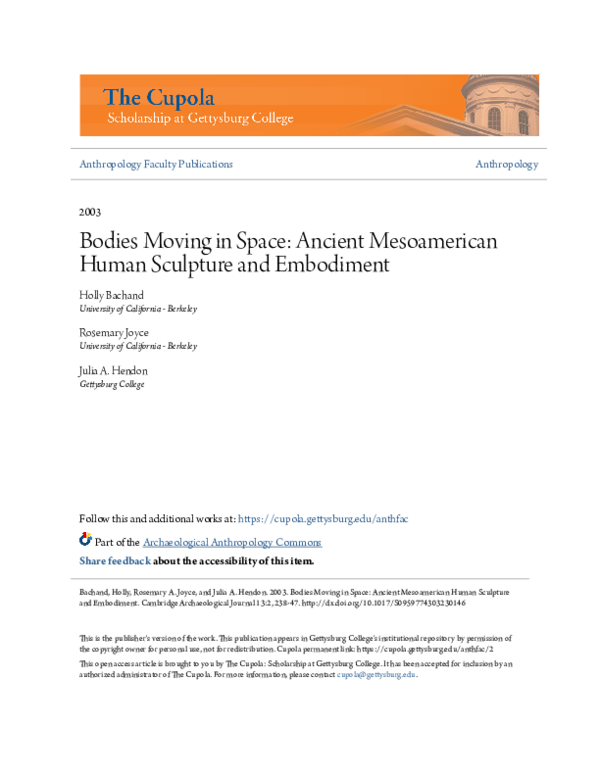 (PDF) Bodies Moving in Space: Ancient Mesoamerican Human Sculpture and ...