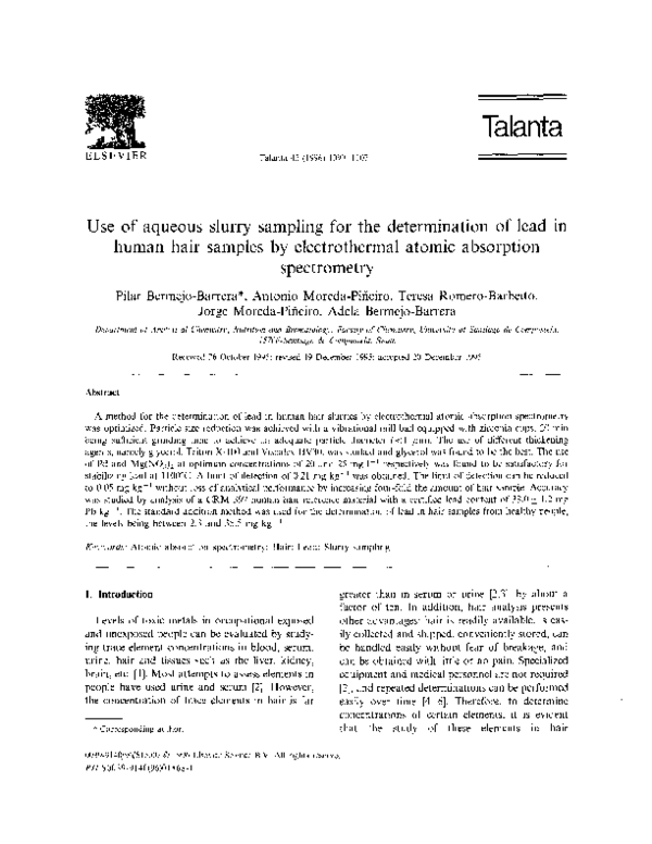 (PDF) Use of aqueous slurry sampling for the determination of lead in ...
