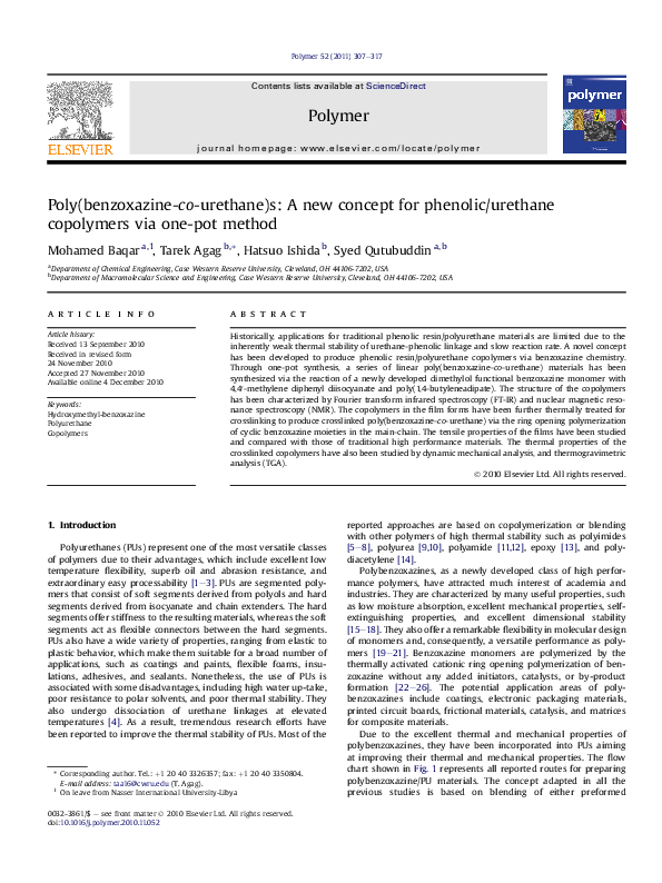 (PDF) Poly(benzoxazine-co-urethane)s: A new concept for phenolic ...