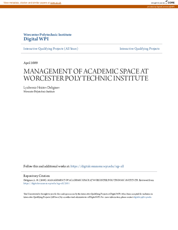 (PDF) Management of Academic Space at Worcester Polytechnic Institute