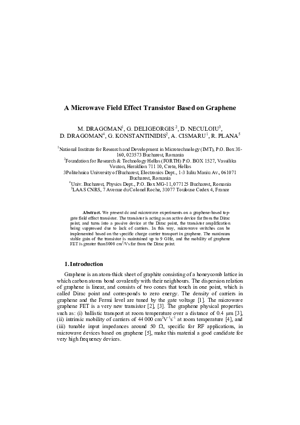 Pdf Microwave Field Effect Transistor Based On Graphene