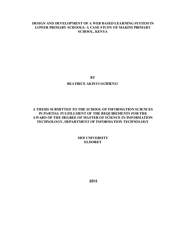 Pdf Design And Development Of A Web Based Learning System In Lower