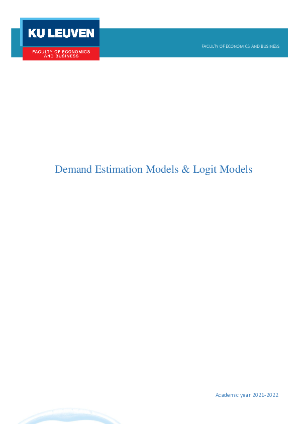 (PDF) Demand Estimation Models & Logit Models