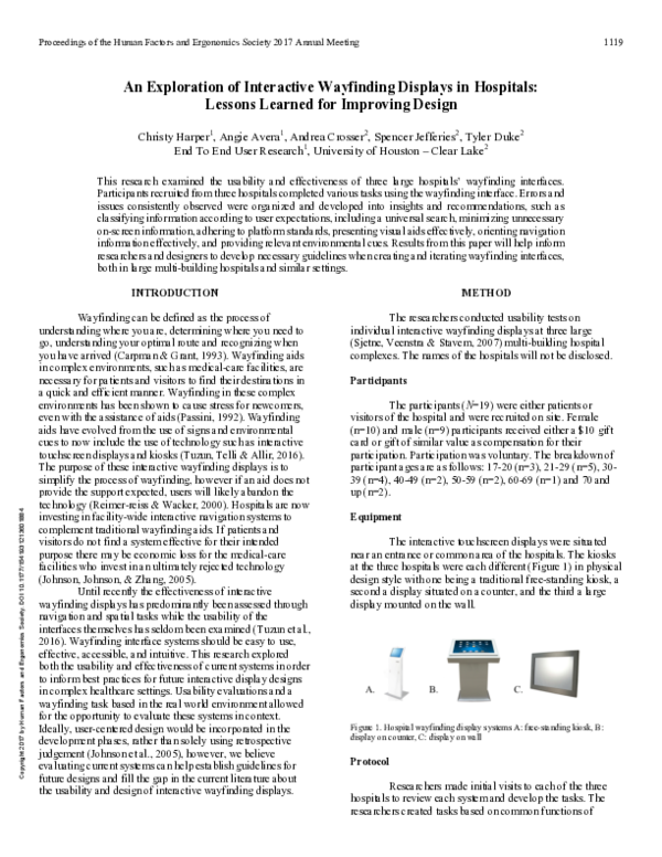 (PDF) An Exploration of Interactive Wayfinding Displays in Hospitals: Lessons Learned for ...
