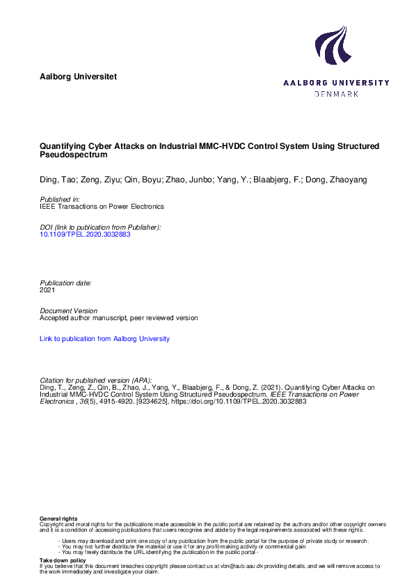 (PDF) Quantifying Cyber Attacks on Industrial MMC-HVDC Control System Using Structured ...