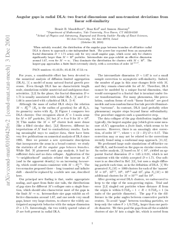 (PDF) Radial DLA: two fractal dimensions and deviations from self ...