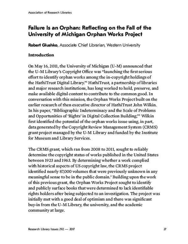 (PDF) Failure Is an Orphan: Reflecting on the Fall of the University of ...