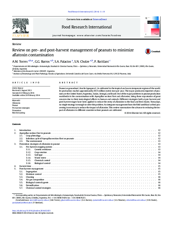 Pdf Review On Pre And Post Harvest Management Of Peanuts To Minimize