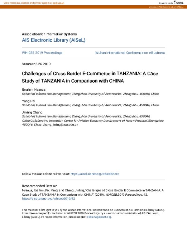 (PDF) Challenges of Cross Border E-Commerce in TANZANIA: A Case Study ...