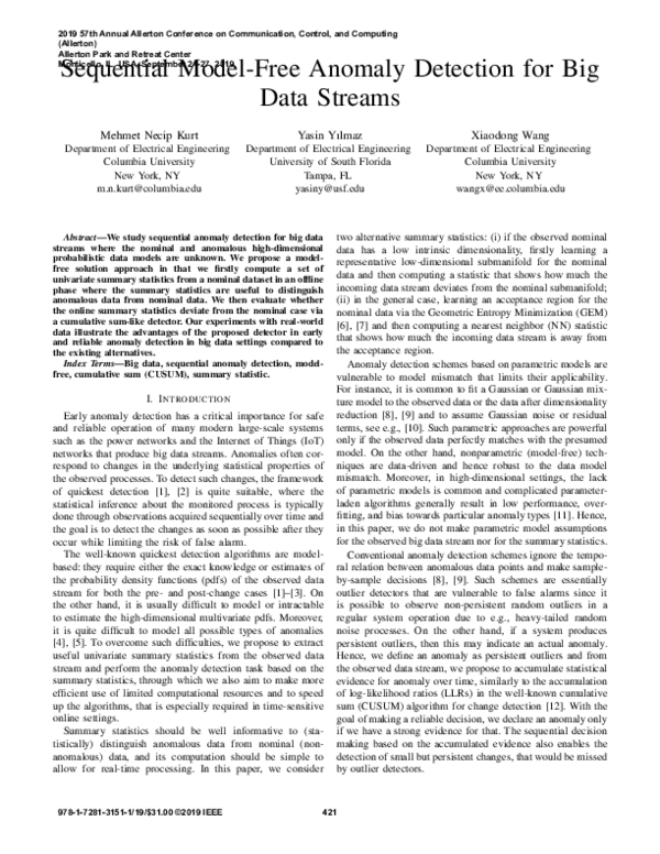 (PDF) Sequential Model-Free Anomaly Detection for Big Data Streams