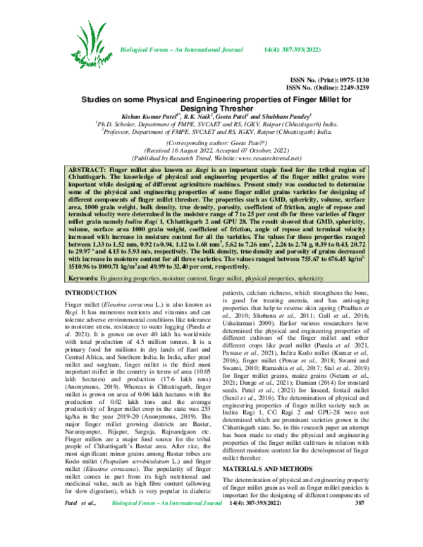 (PDF) Studies on some Physical and Engineering properties of Finger ...