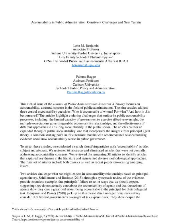 (PDF) Accountability in Public Administration: Consistent Challenges ...