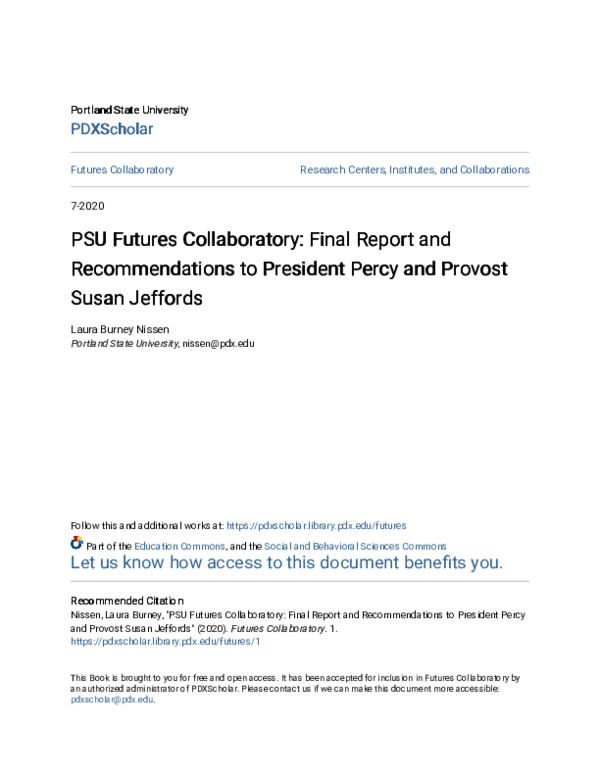 (PDF) PSU Futures Collaboratory: Final Report and Recommendations to ...