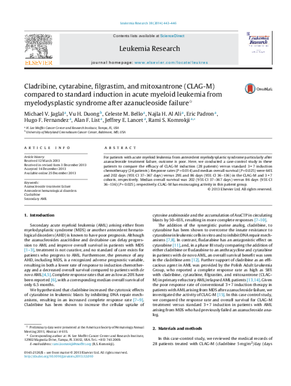 (PDF) CLAG-M vs Standard Induction in AML from MDS After Chemotherapy