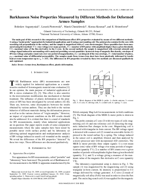 (PDF) Barkhausen Noise Properties Measured by Different Methods for Deformed Armco Samples ...