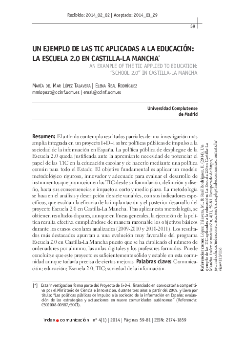 (PDF) An Example of the TIC Applied to Education: "School 2.0" in ...