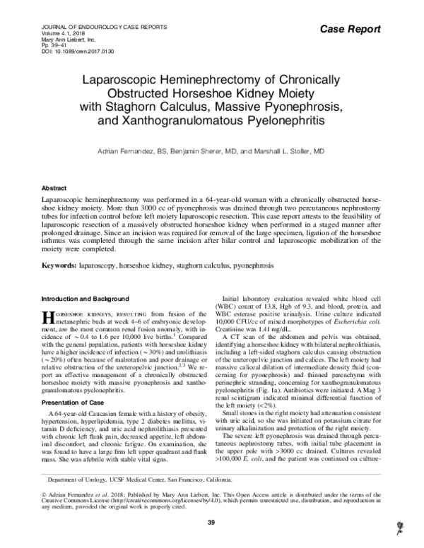 (PDF) Laparoscopic Heminephrectomy of Chronically Obstructed Horseshoe ...