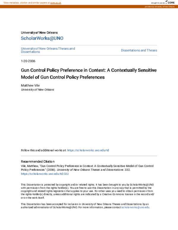 (PDF) Gun Control Policy Preference in Context: A Contextually ...